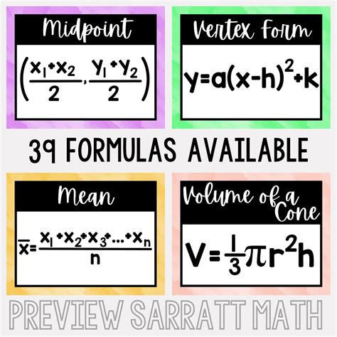 Math Posters Math Classroom Posters Math Formula Poster Etsy