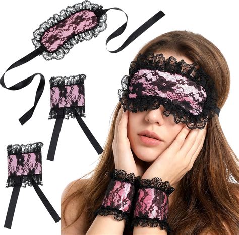 Matwsec Blindfolds Sleep Mask And Hand Ties Pink Black
