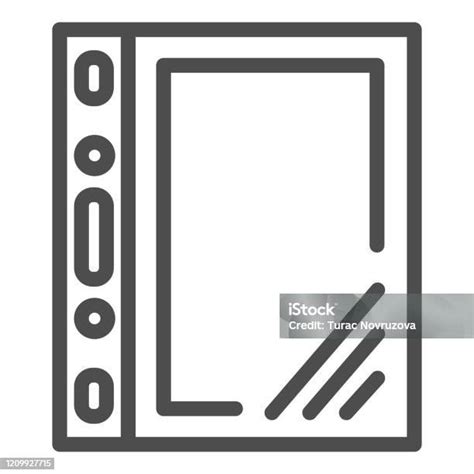 셀로판 파일 라인 아이콘입니다 문서 플라스틱 투명 가방 기호 흰색 배경에 윤곽 선 스타일 그림 모바일 개념 및 웹 디자인을 위한 사무실 또는 문구 기호입니다 벡터 그래픽 0