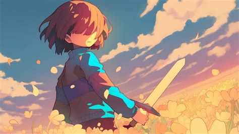Undertale Frisk Anime Art Fantasy Landscape 4k Wallpaper