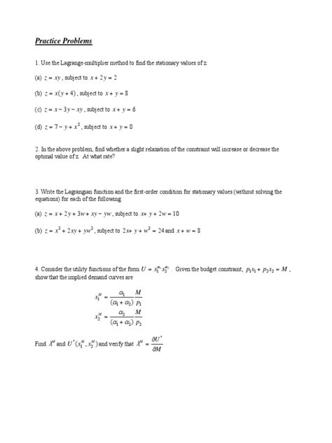 Math Camp Sample Problems F 2016 Pdf Monopoly Demand