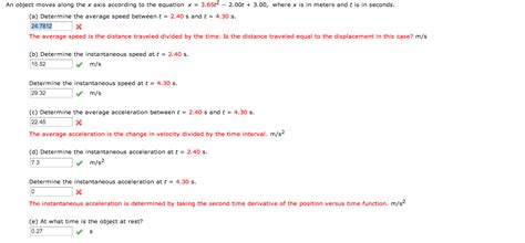Solved An Object Moves Along The X Axis According To The