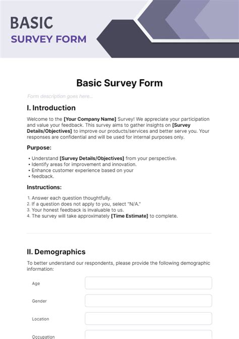 Basic Survey Form Templates Edit Online And Download Example