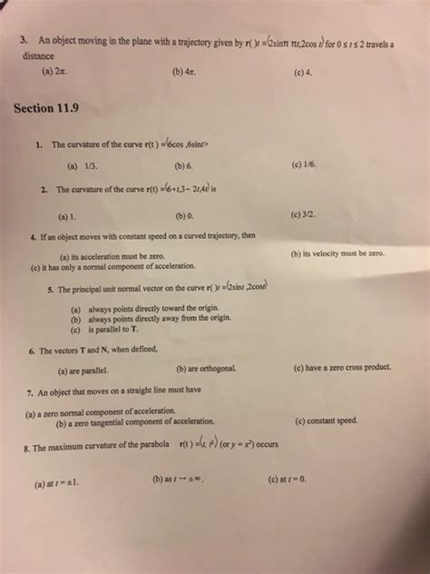 Solved An Object Moving In The Plane With A Trajectory Chegg