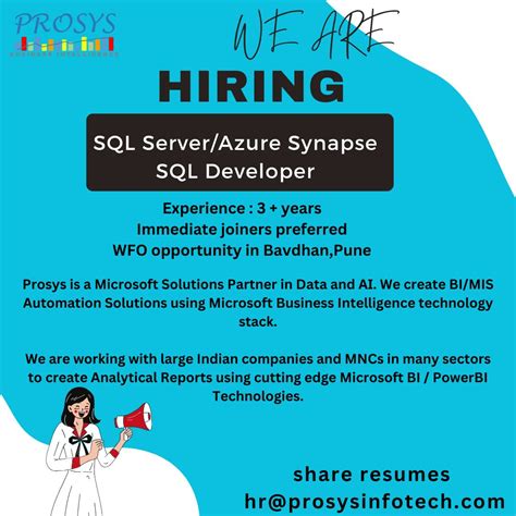Prosys Infotech Private Limited On Linkedin Sqldeveloper Hiring