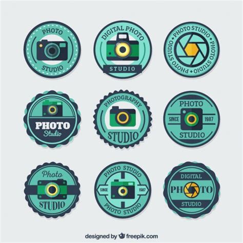 Круглые значки для фотостудий | Премиум векторы