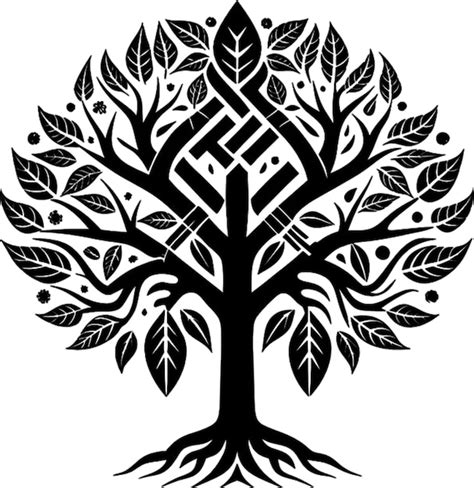 Black Yggdrasil Stencil Norse Tree Of Life Premium Ai Generated Psd