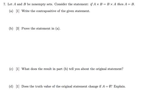 solved let a and b be nonempty sets consider the statement