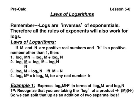 PPT Log B MN Log B M Log B N PowerPoint Presentation Free Download ID