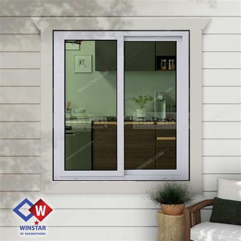 หน้าต่าง Upvc บานเลื่อน 2 ช่อง มีมุ้งลวด Winstar ขนาด 100 X 110 ซม สีขาว Bnb Home