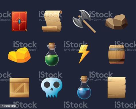 게임 Ui 자산 세트입니다 게임 사용자 인터페이스 아이콘 컬렉션입니다 벡터 일러스트 레이 션 1위에 대한 스톡 벡터 아트 및