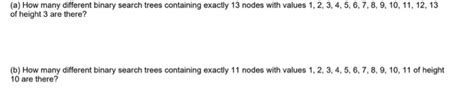 solved a how many different binary search trees containing