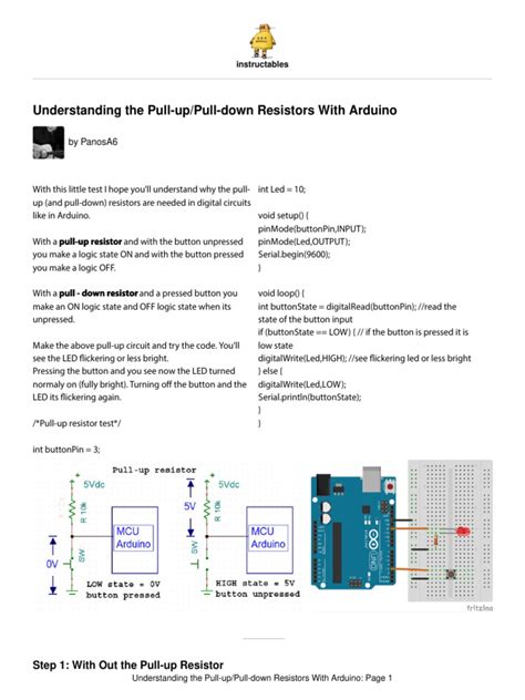 Understanding The Pull Up Resistor With Arduino Pdf Electrical