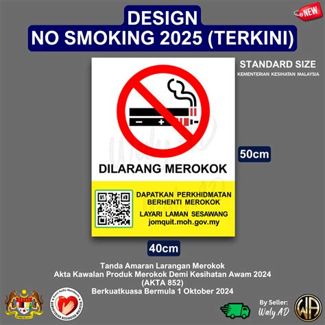 All Size No Smoking Sign Papan Tanda Dilarang Merokok Elektrik No Vaping Akta852 Saiz Standard