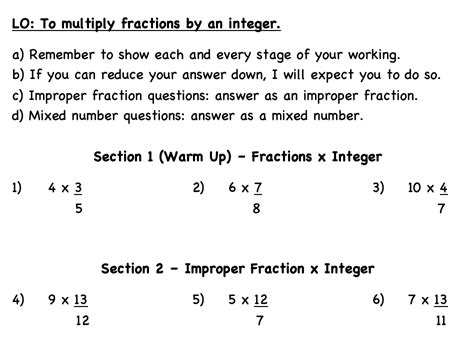 KS2 Multiplying Fractions By An Integer Worksheet Teaching Resources