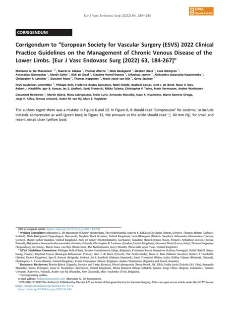 Errata Guidelines Pdf Vein Angiology