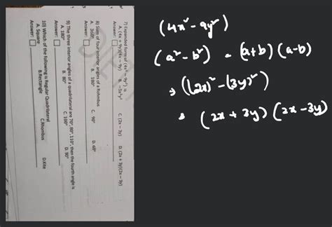 7 expanded form of 4x2−9y2 isa 4x 9y 4x−9y b −5x2y2c 2x−3y d