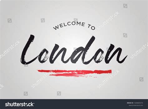 London Welcome Word Text Creative Handwritten เวกเตอร์สต็อก ปลอดค่า