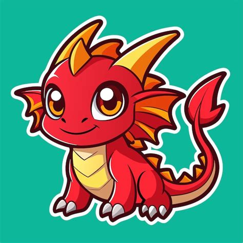 귀여운 아기 드래곤 스티커 터 프리미엄 Ai 생성 벡터