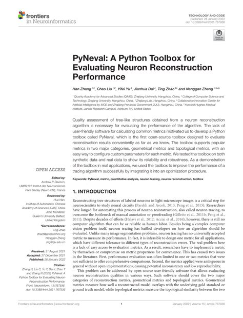 PDF PyNeval A Python Toolbox For Evaluating Neuron Reconstruction Performance