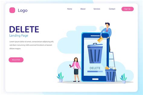 Delete Concept Deleting Data And Move Unnecessary Files To The Trash Bin Illustration Vector