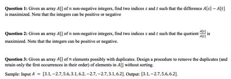 solved question 1 given an array aſ of n non negative