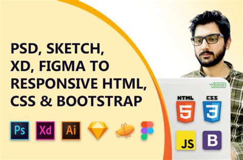 convert psd xd sketch design to responsive website html css bootstra by