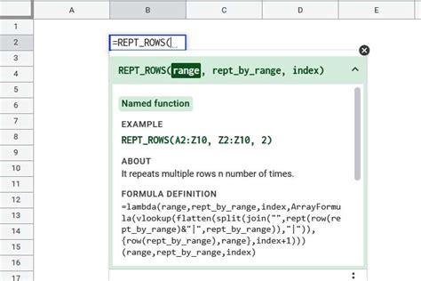 Rept Rows Named Function To Repeat Rows In Google Sheets