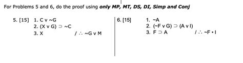 solved for problems 5 and 6 do the proof using only mp mt