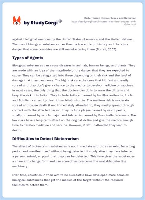 Bioterrorism History Types And Detection Free Essay Example