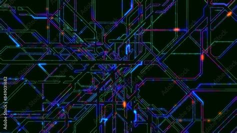 Animation Of Electronic Subway Map Neon Lines Move Along A Given Route And Create A Schematic