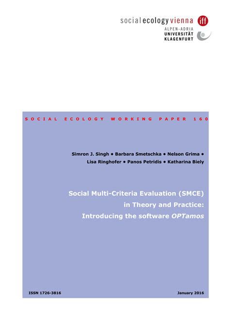 Pdf Social Multi Criteria Evaluation Smce In Theory And Practice Introducing The Software