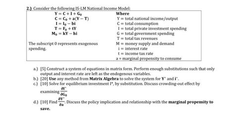 A Construct A System Of Equations In Matrix Chegg Com