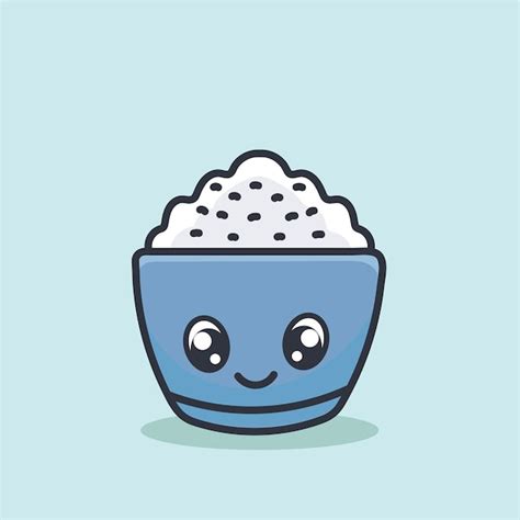 Premium Vector Rice Cartoon Mascot Vector Design Flat Cute Smile Expression