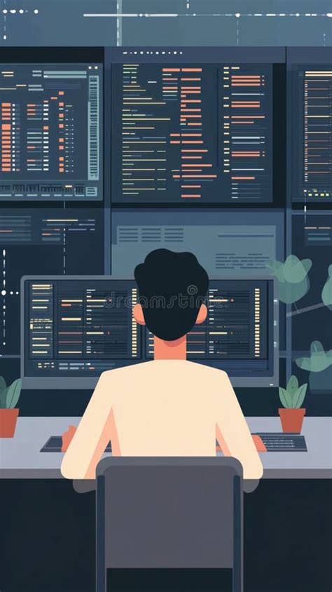 data analyst working at multiple screens displaying complex data