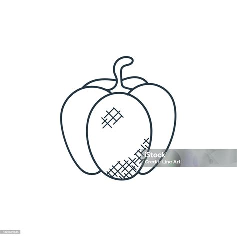 음식 손으로 그린 개념에서 피망 아이콘 벡터 벨 페퍼 편집 가능한 스트로크의 얇은 선 그림 웹 및 모바일 앱 로고 인쇄 미디어에 사용하기 위한 피망 선형 기호 농업에 대한