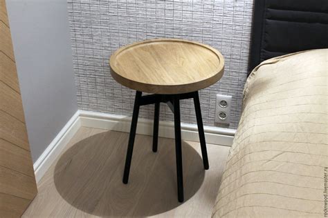 Прикроватный столик черный круглый - 67 фото