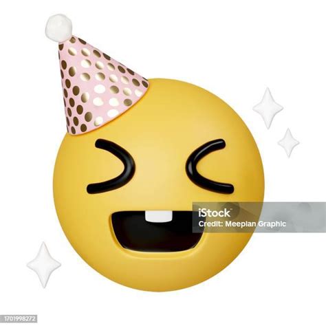 3d 파티 이모티콘은 이모티콘을 축하합니다 생일 축하 얼굴 모자 이모티콘 아이콘은 회색 배경에 분리되어 있습니다 3d 렌더링 그림입니다 클리핑 패스 3차원 형태에 대한 스톡