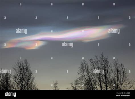 Polar Stratospheric Cloud Also Known As Nacreous Clouds From Nacre Or