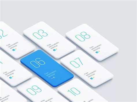 Minimalistic Clay Smartphone Grid Isometric Mockup The Free Mockup