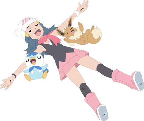 Dawn Relaxing With Piplup And Chloes Eevee By Superherotimefan On Deviantart