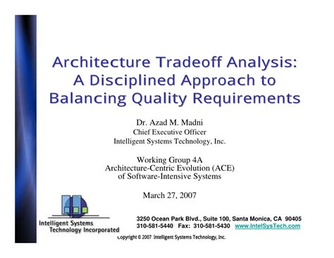 PDF Architecture Tradeoff Analysis A Disciplined Approach To Balancing Quality Requirements