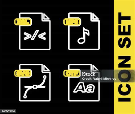 set line mp3 file document otf svg and xsl icon vector stock