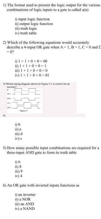 Solved 1 The Format Used To Present The Logic Output For
