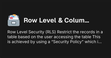 row level and column level security