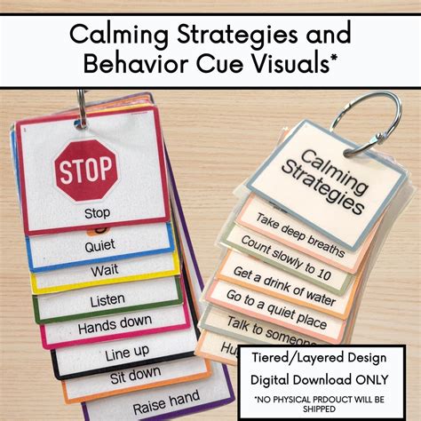Printable Behavior Cue Cards Visual Cue Cards Calming Strategy