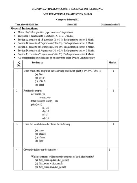 Cs 12th Term 1 2023 24 Pdf Parameter Computer Programming String Computer Science