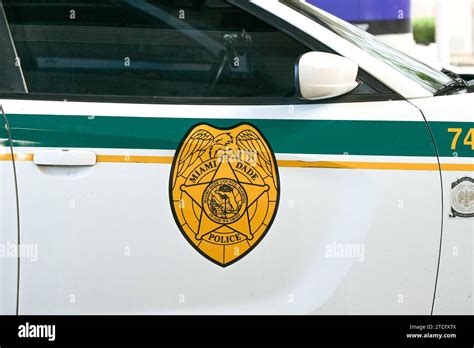 Miami Florida Usa 3 December 2023 Close Up View Of The Badge On