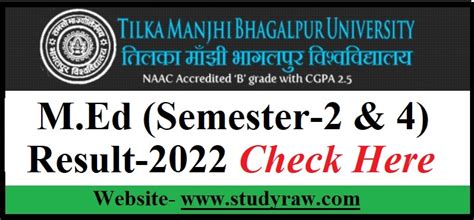 Tmbu M Ed Semester 2 4 Result 2022 Download Link