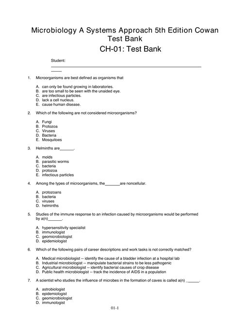 [test Bank] Microbiology A Systems Approach 5th Edition Notes Nation